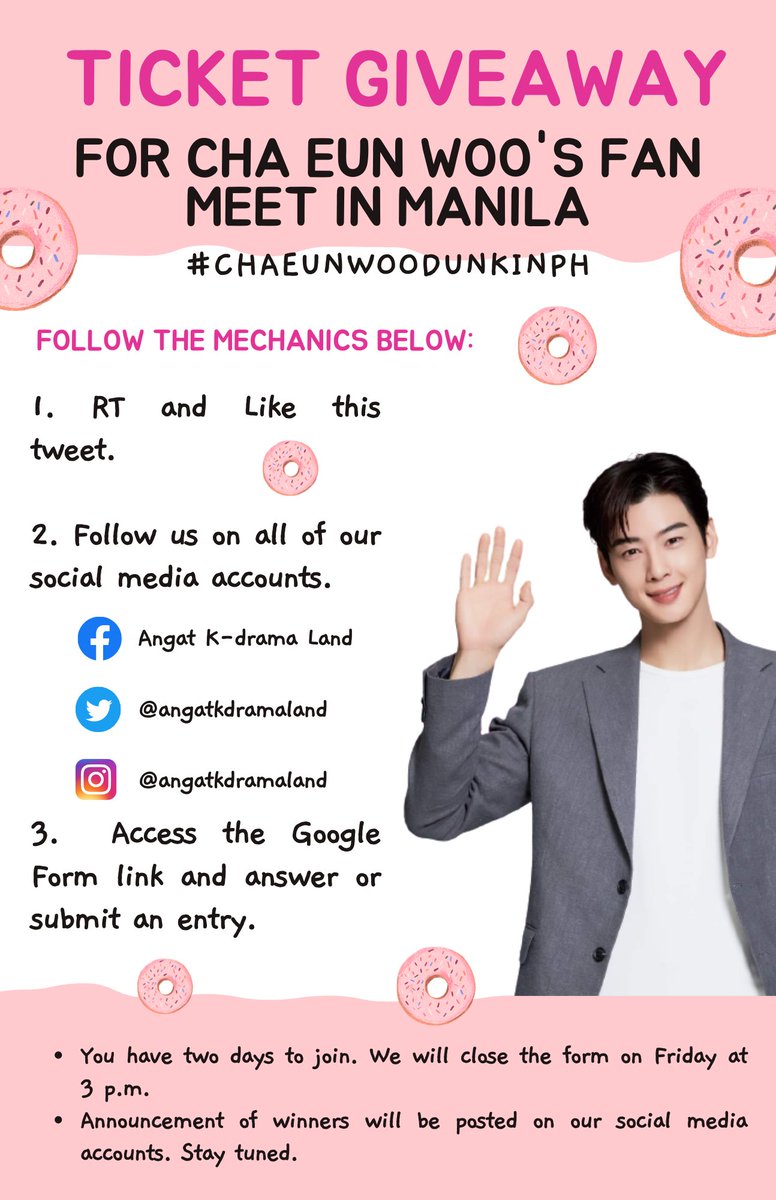 Angat K-drama Land on Twitter: "🎉 TICKET GIVEAWAY FOR CHA EUN WOO's FAN MEET IN MNL 🎉 Follow the ...