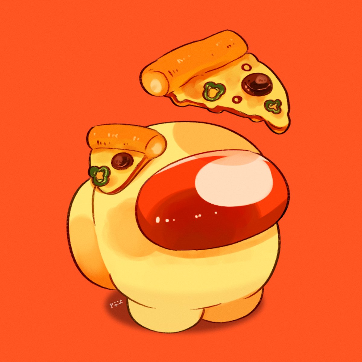 Crew(Among Us) 「I LOVE PIZZA」|てんみやきよのイラスト