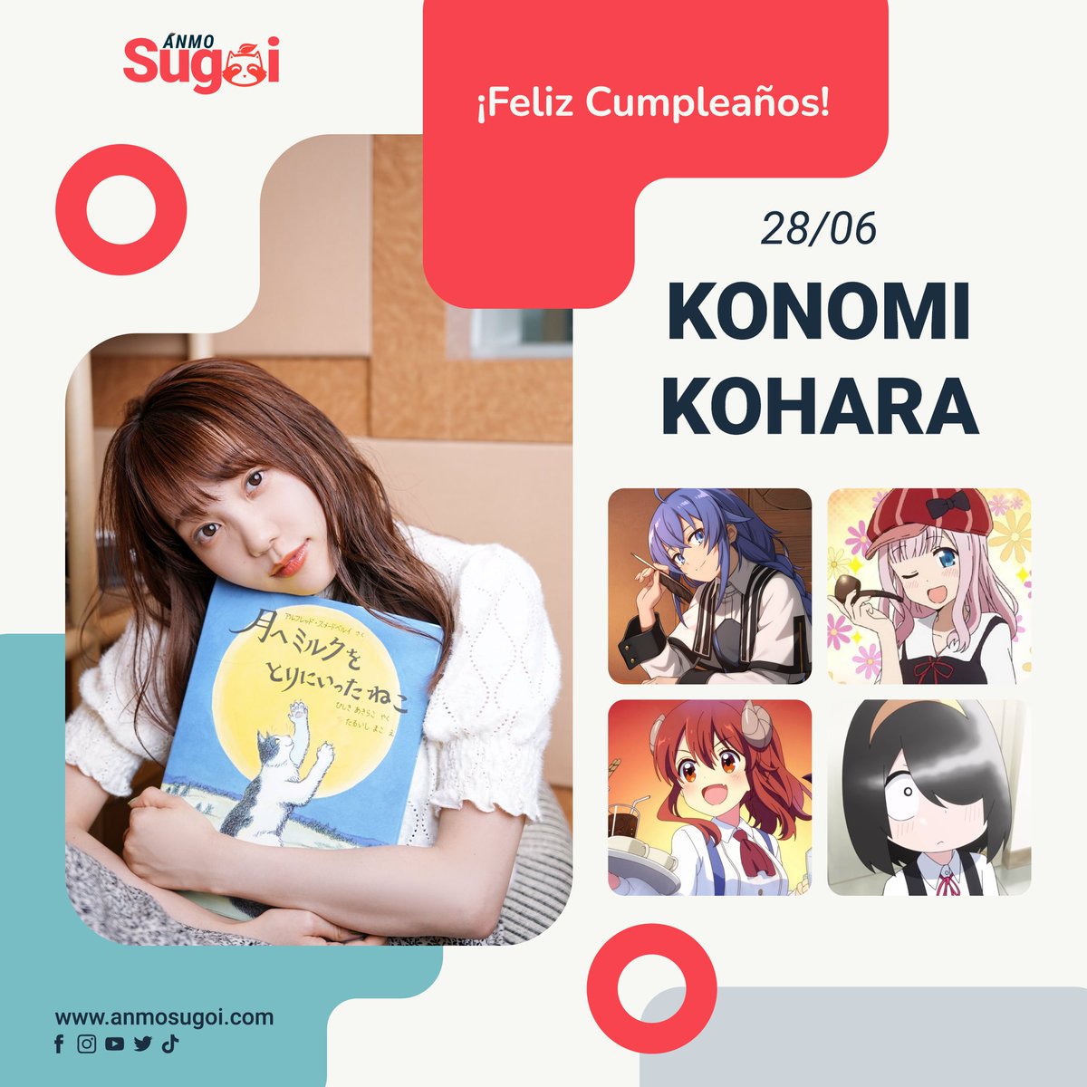 ANMO Sugoi on Twitter: "Hoy está de cumpleaños la seiyuu Konomi Kohara, reconocida por ...
