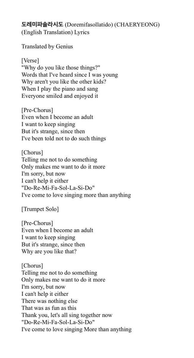 CHAERYEONG INTERNATIONAL on Twitter: "[ENGLISH TRANSLATION] 도레미파솔라시도 (DoReMiFaSoLaTiDo) by # ...