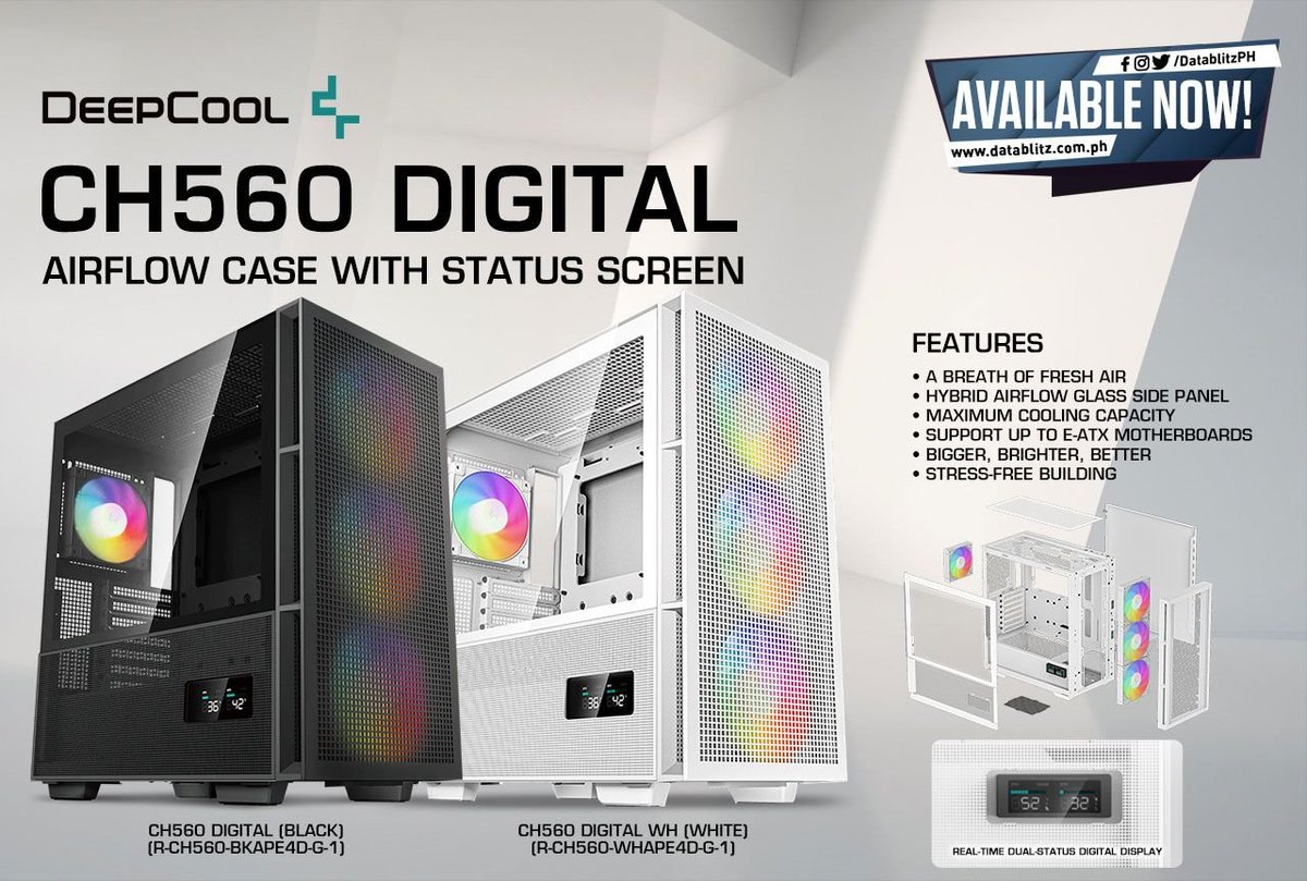 DataBlitz on Twitter: "A BREATH OF FRESH AIR. Deepcool CH560 Digital Airflow Case w/ Status ...