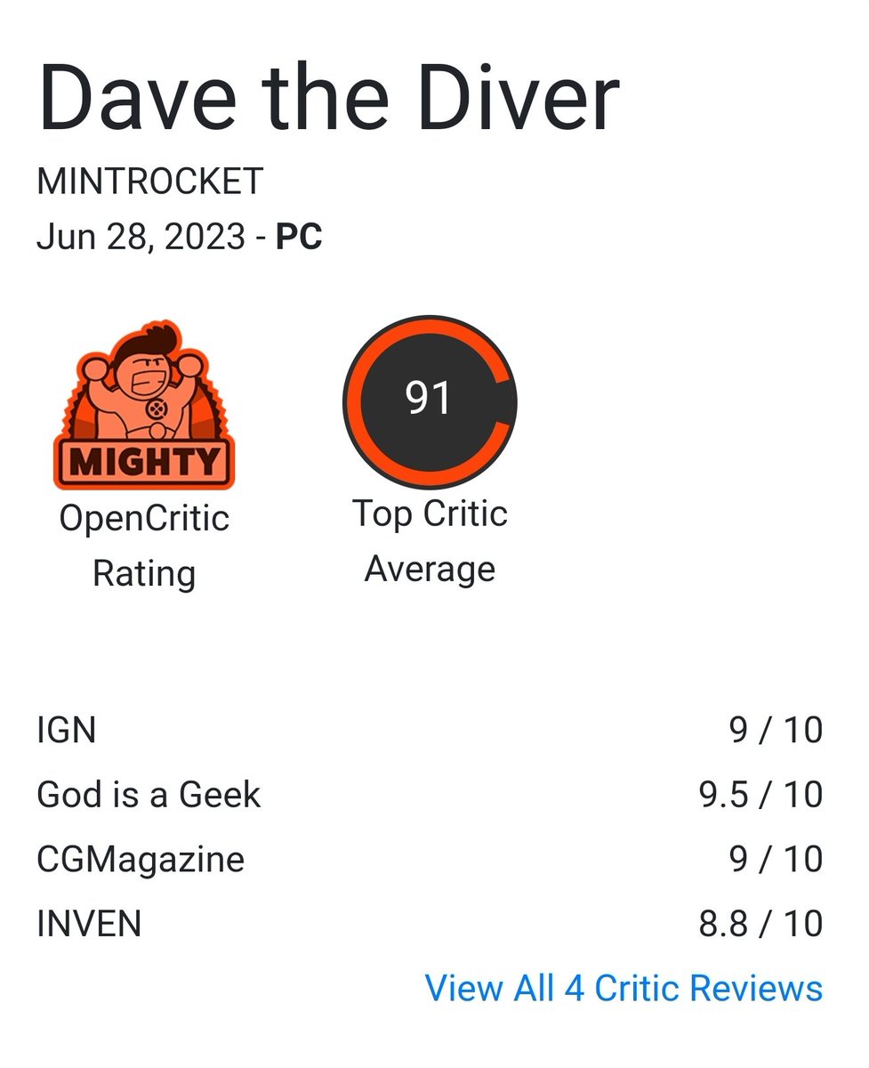 Knoebel on Twitter: "Some 'Dave The Diver' Reviews are out: IGN - 9/10 Hey Poor Player - 4.5/5 ...