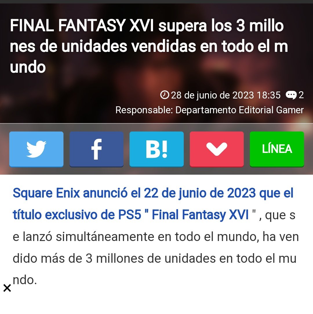 💙 ️😎 on Twitter: "Vamosssssss más de 3 millones de ventas del #FF16 y las que quédan,de lo ...