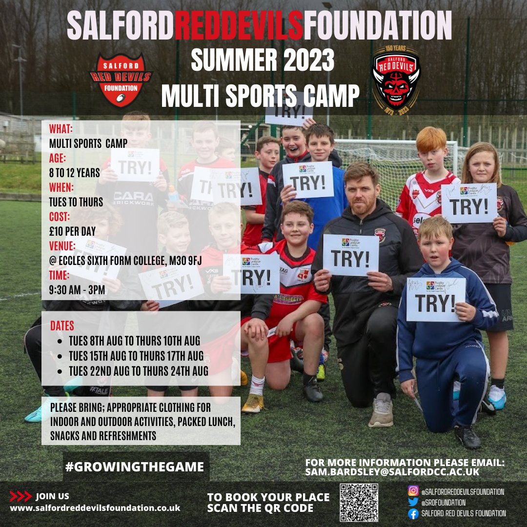 SRD Foundation on Twitter: "2023 Multi Sports summer camps! If your aged 8 to 12 years old and ...