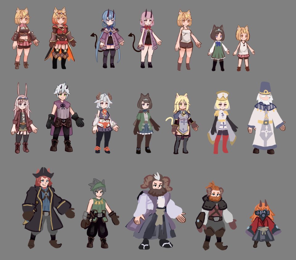 おにどら🥳CodeReactors開発中！ on Twitter: "プチ進捗⚡️ メインキャラクターのラフが揃ってきました！世界観もしっかり広げていきたいところ！ちなみに気分でデザイン ...