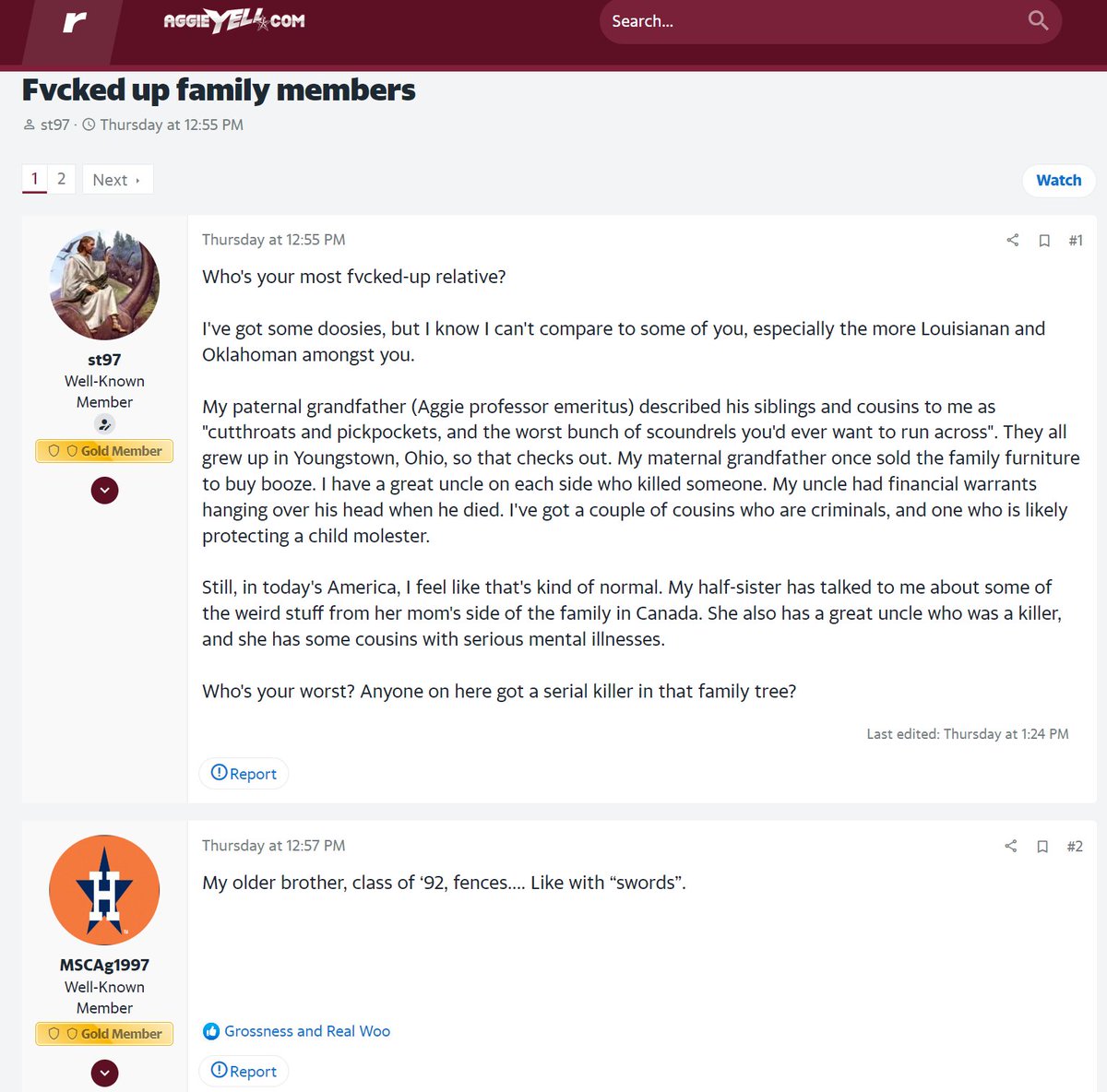 Message Board Geniuses on Twitter: "These #TexasAM fans have some real messed up family members ...