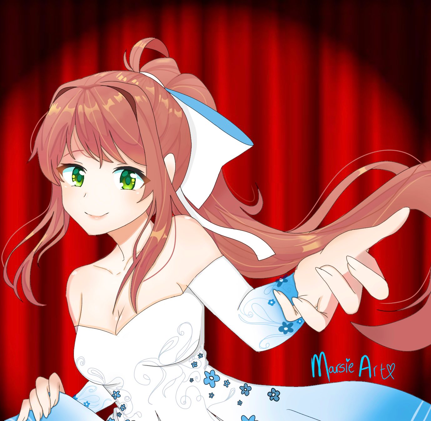 Marsie on Twitter: "Monika in her new years dress! 🦋💙⚪️ (commissions ...