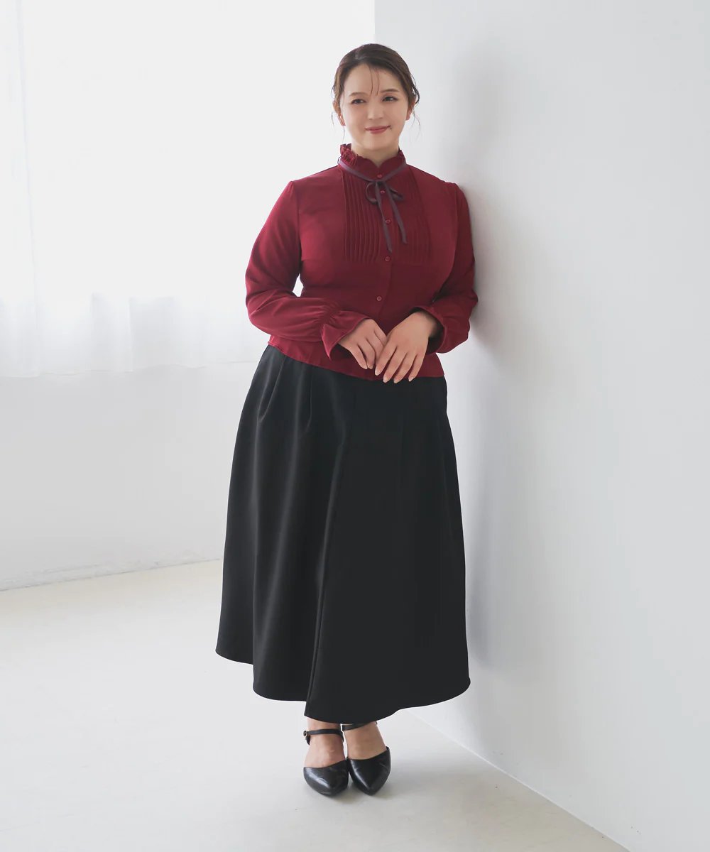 Overe│胸が大きな女性のブランド On Twitter 胸が大きな女性のための フリルピンタックブラウス先行予約 秋色ボルドーと新