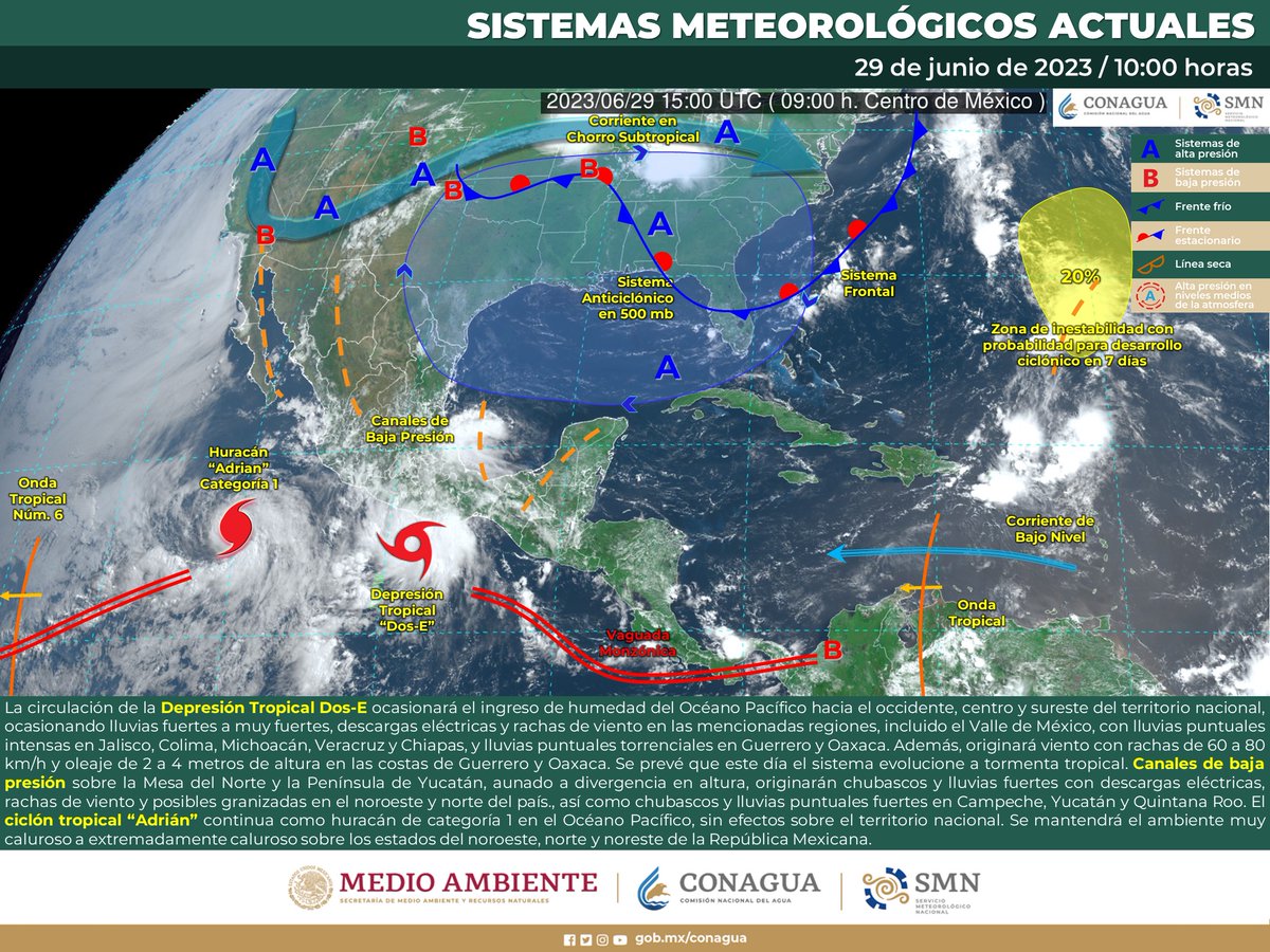 CONAGUA Clima on Twitter: "Conoce los fenómenos #Meteorológicos que hoy afectan a #México. Checa ...