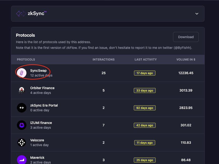 社会主义接班人 on Twitter: "言归正传，我们首先打开zksync数据查询网；https://byfishh.github.io/zk-flow/把刚才举例的地址复制粘贴进来查询 ...