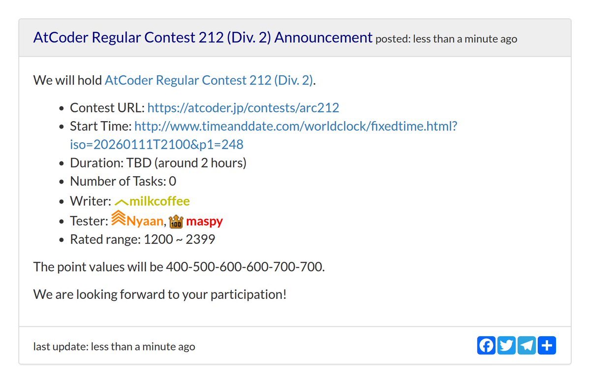 AtCoderお知らせ更新情報 (非公式) @AtCoderInfoBot X Profile | Muskviewer