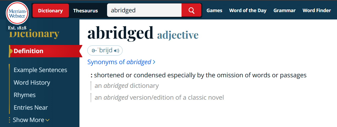 Abridged Dictionary
