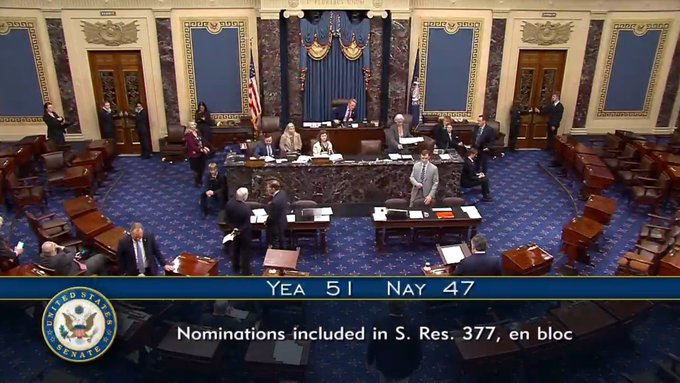 Senate Confirms 48 Trump Nominees 51-47 Under Republican Nuclear Option Rules