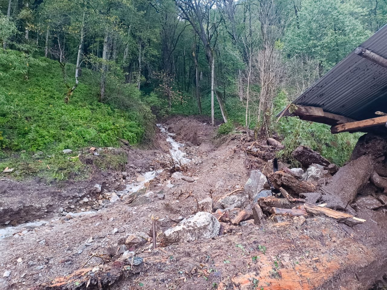 Massive destruction Himachal Kinnaur cloudburst last night