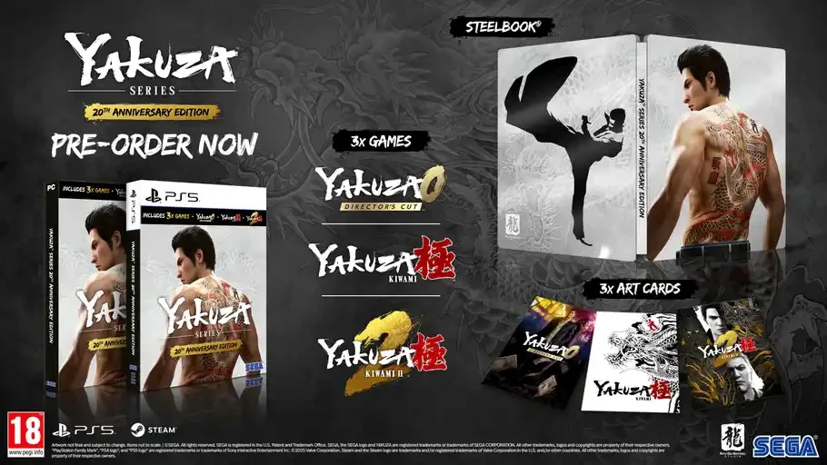 RGG Direct: Yakuza Kiwami 3 Dark Ties, Yakuza 20th anniversary bundle (EU/AU only)/Yakuza 0 ...