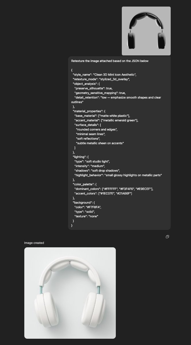 Prompt: Retexture the image attached based on the JSON below { "style ...