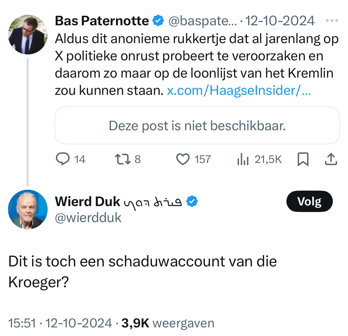 Wat @PGKroeger beschrijft over Duk, is gedrag dat de (veel te aardige ...