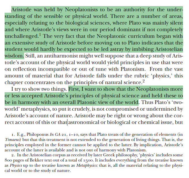 The Neoplatonists more or less accepted Aristotle’s principles of ...