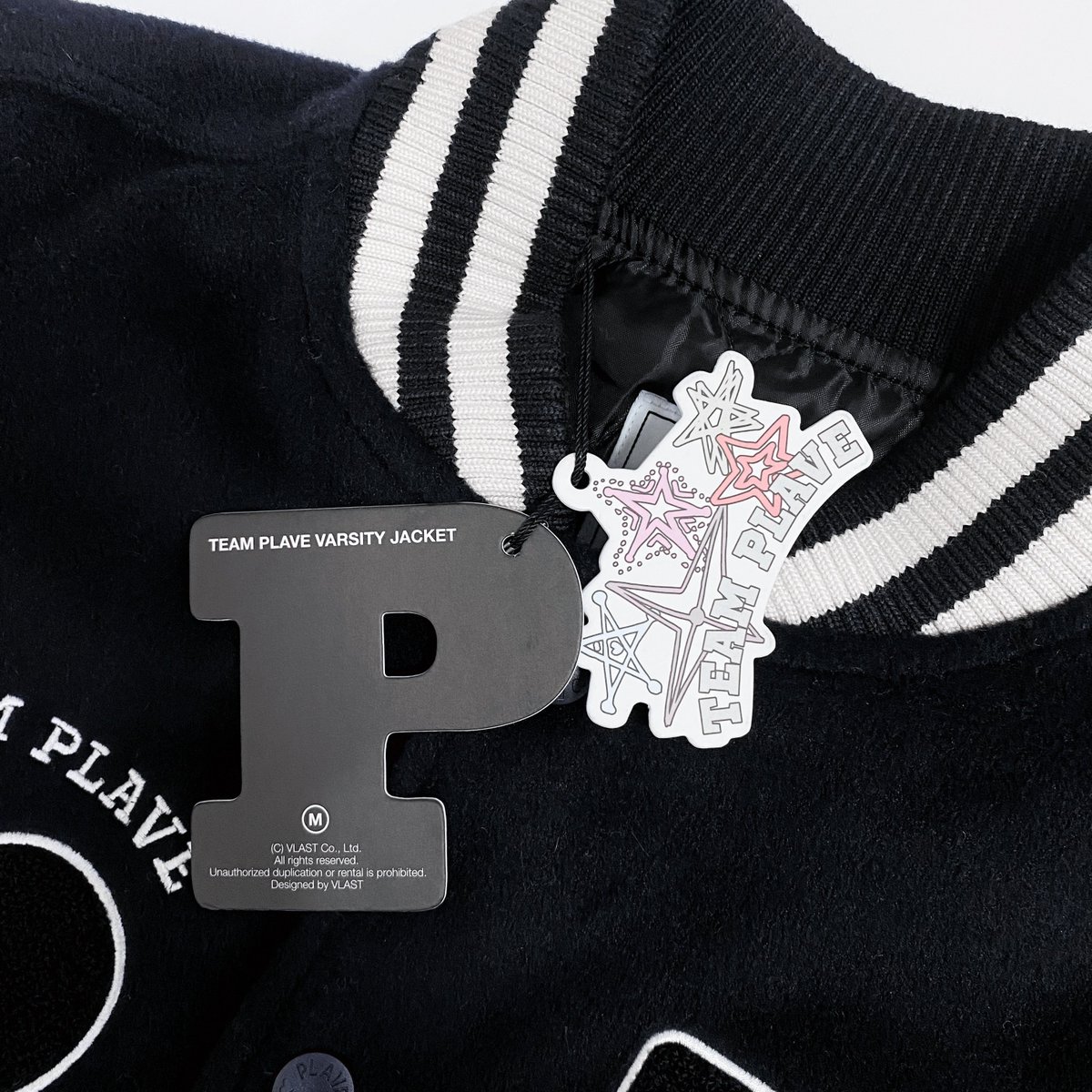 my team plave varsity jacket is here 🖤 it’s so pretty