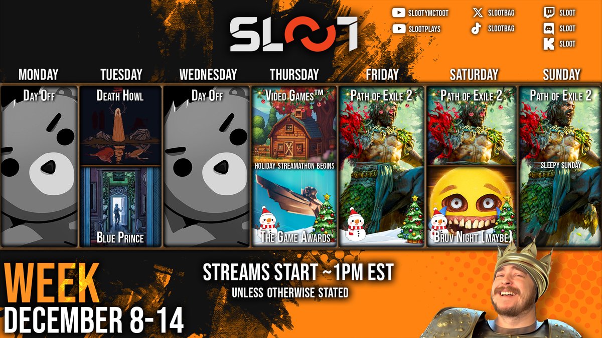 Weekly schedule! Quite late but had to wait until we knew for sure if ...