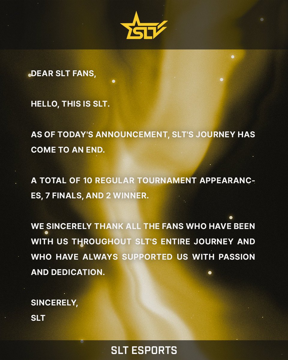 The end of @SLT_eSports.
