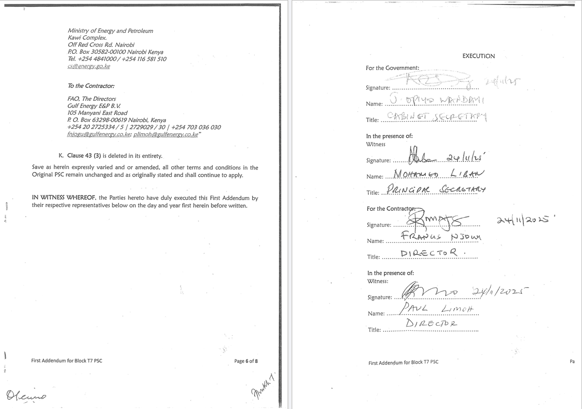 From the Addendum signed between the Government of Kenya and Gulf ...
