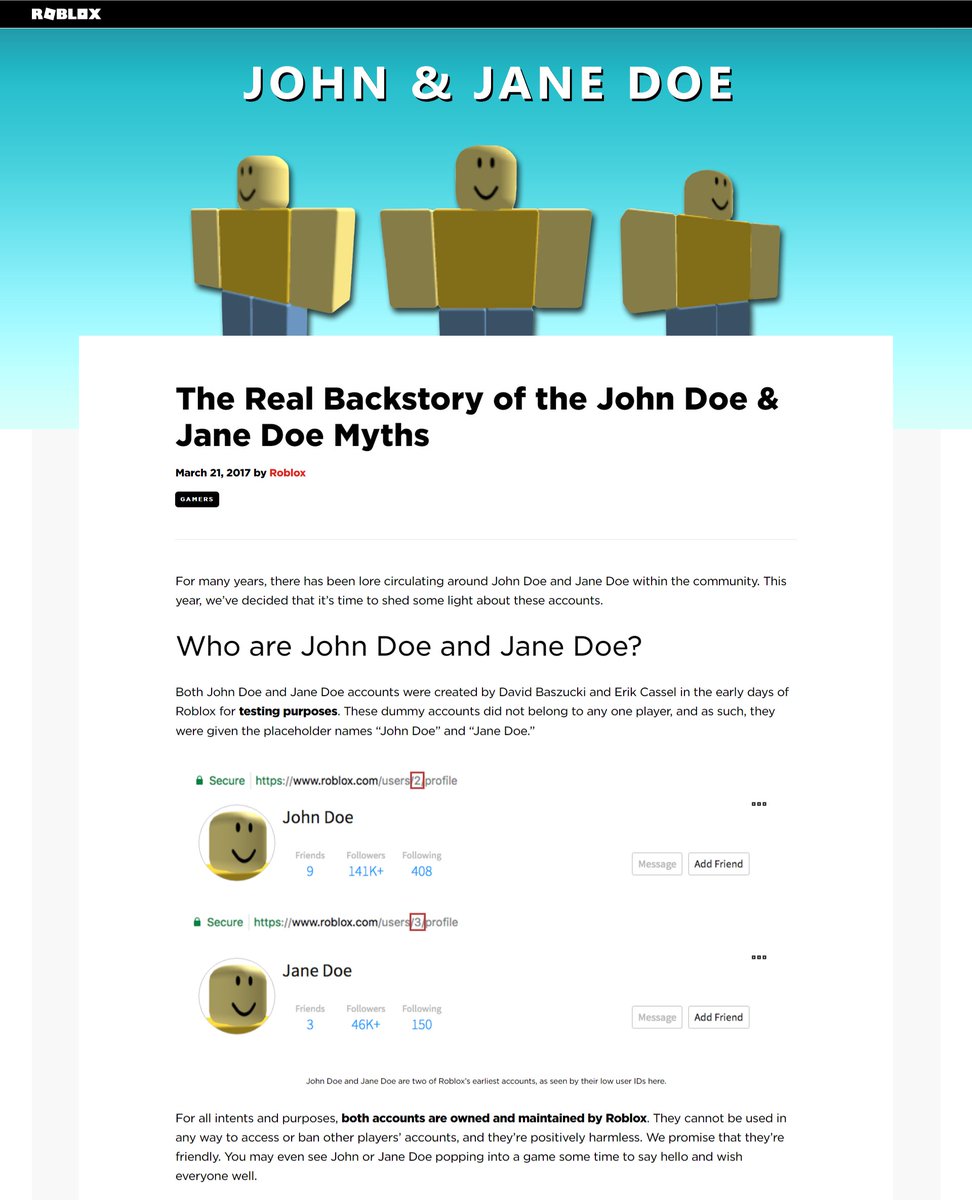 'The Real Backstory of the John Doe & Jane Doe Myths' -- ROBLOX ...