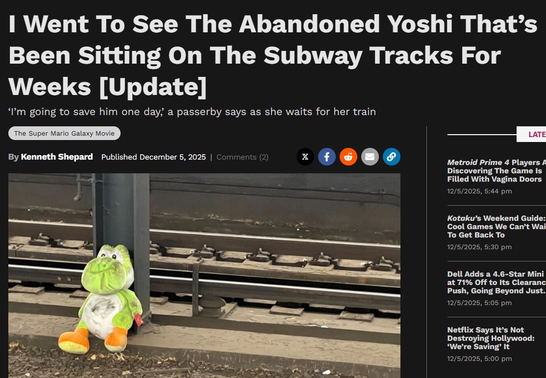 Theres an abandoned Yoshi thats been sitting on the subway tracks for ...
