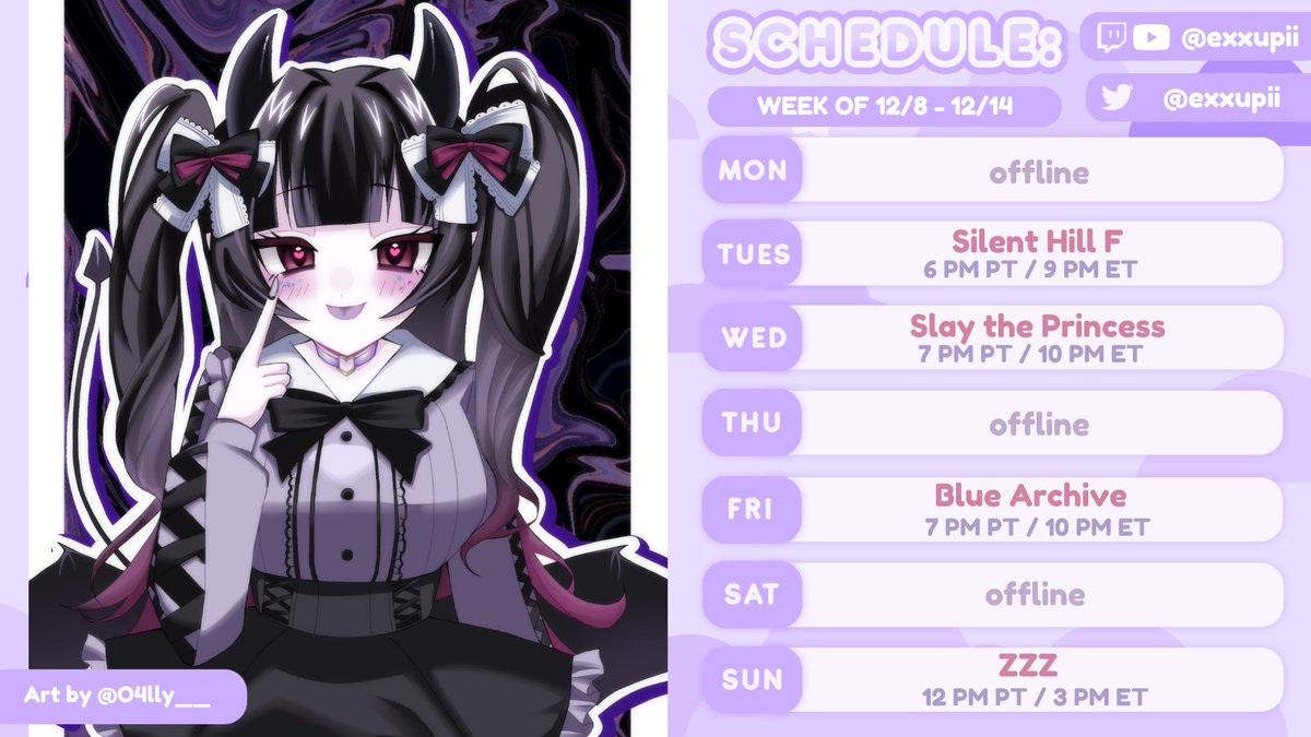 XP's Stream Schedule 【12/8 - 12/14】 ️‍🔥🦇 𐙚 Silent Hill F NG+! scaredpii ...
