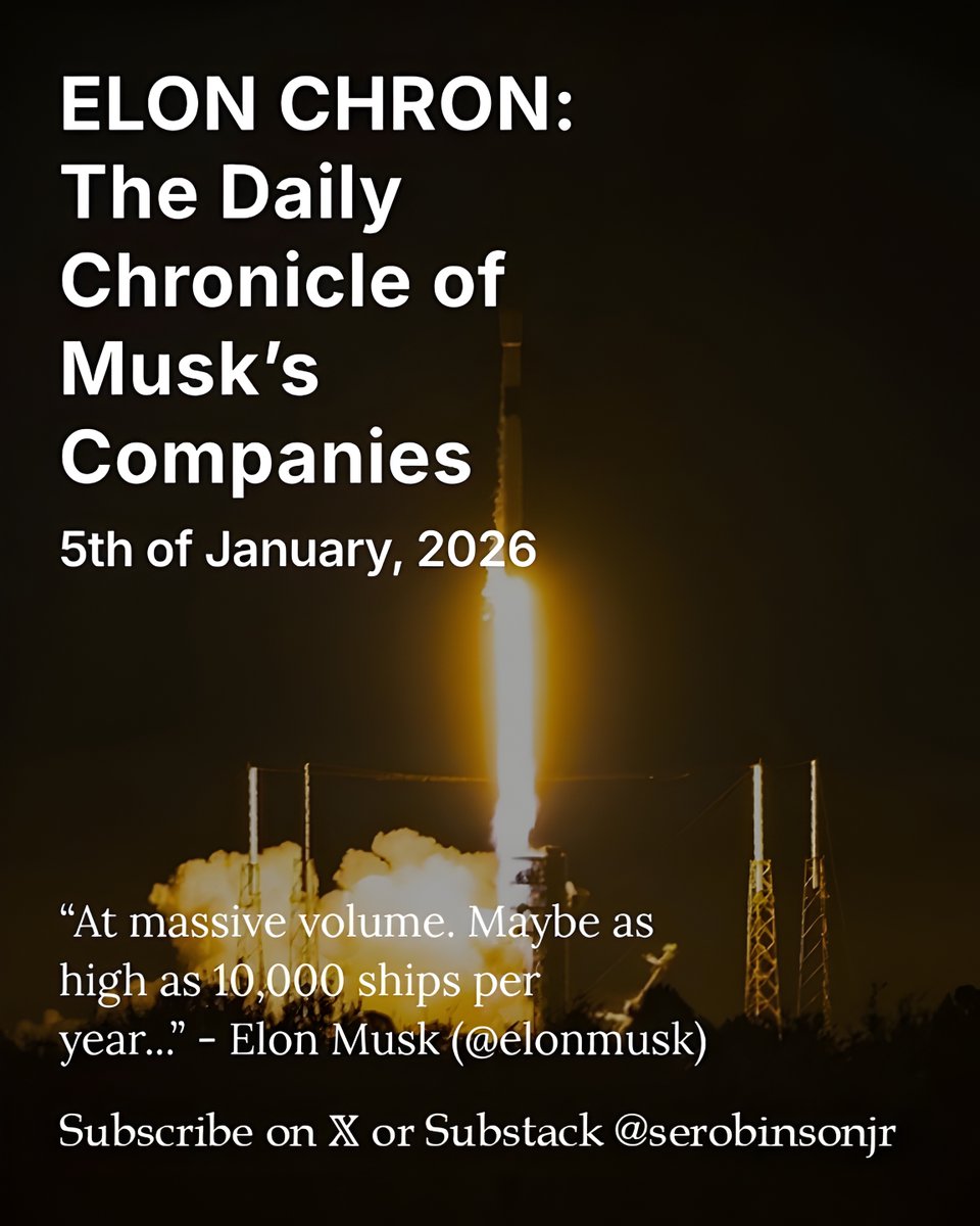 ELON CHRON: January 5th, 2026 All of the Musk Company news condensed ...