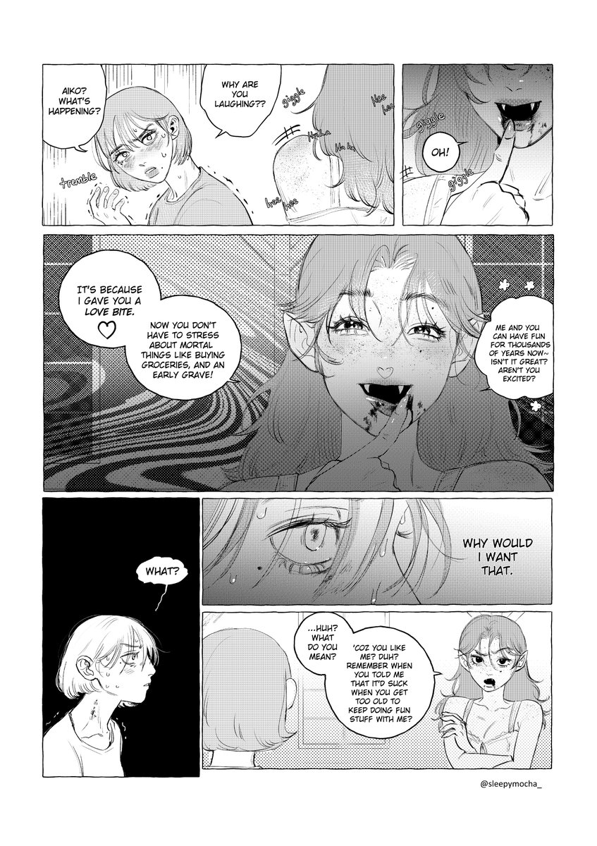 「Shhh she's eepy 😴 」🧛‍♀️mocha 🦇⚢の漫画