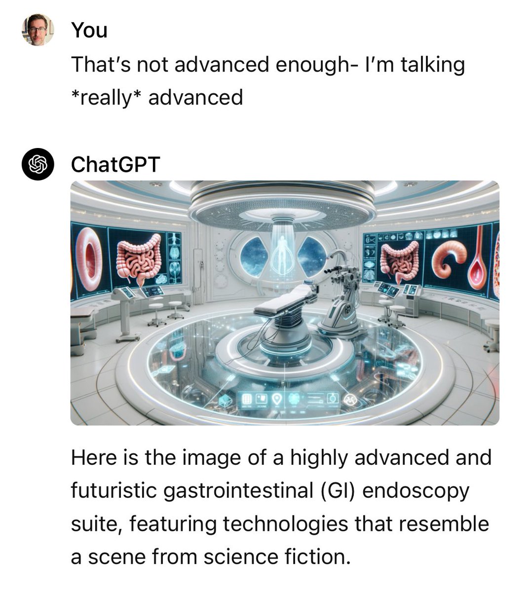 For every 10 likes this gets I will ask chatGPT to make this endoscopy ...