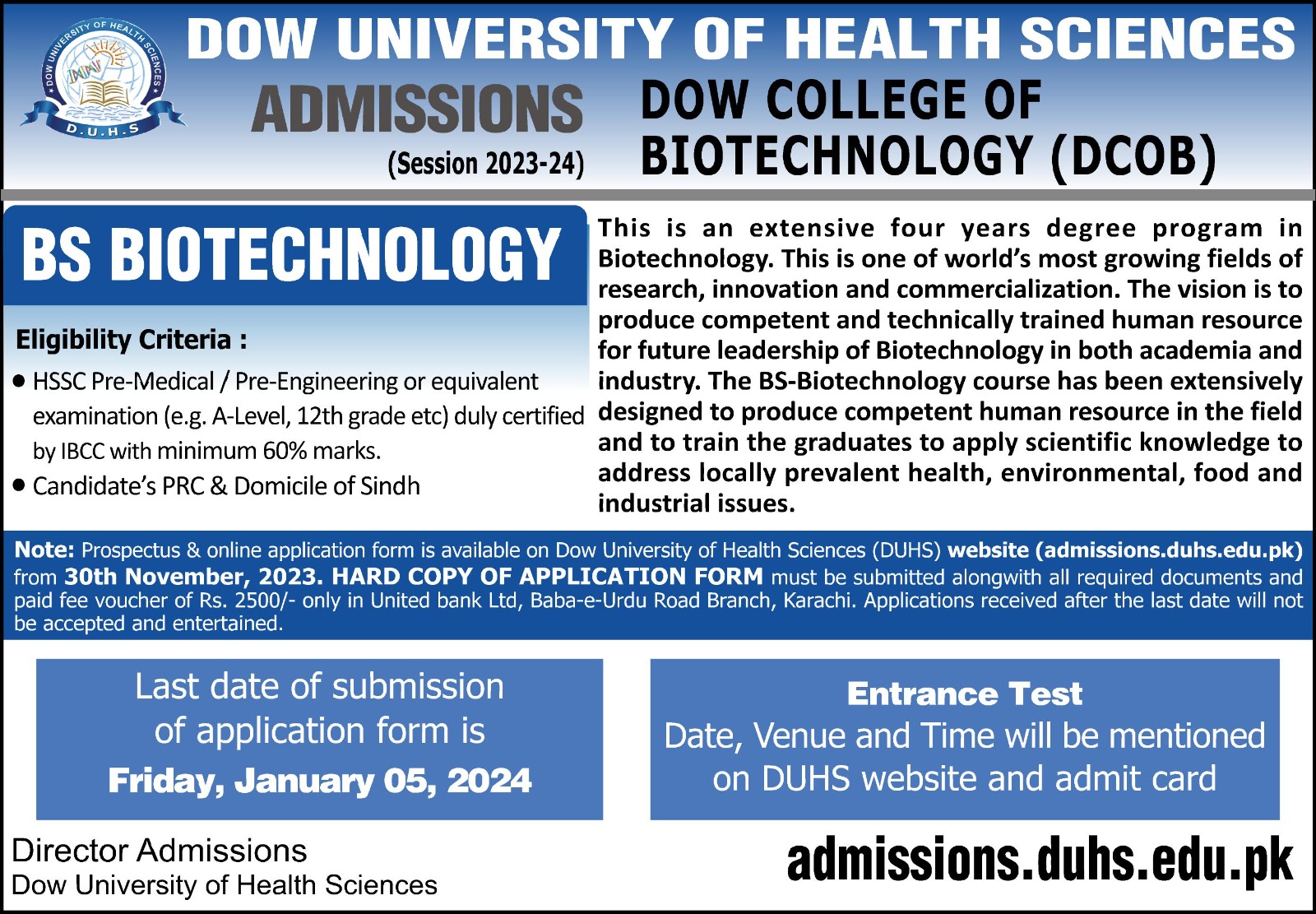 Dow University Of Health Sciences Logo