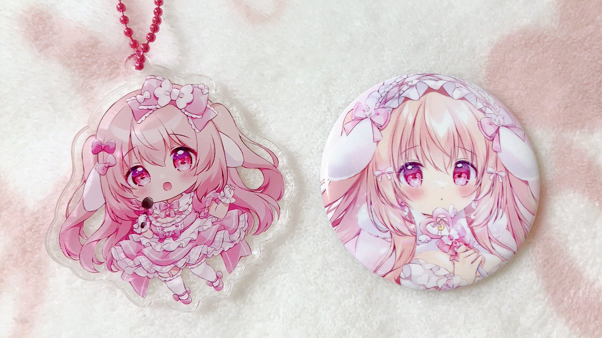 「COMITIA146新作③ アクリルキーホルダー 缶バッジ 2種とも新刊セッ」|ちぃか🎀BOOTH🍈新刊委託中🐰のイラスト