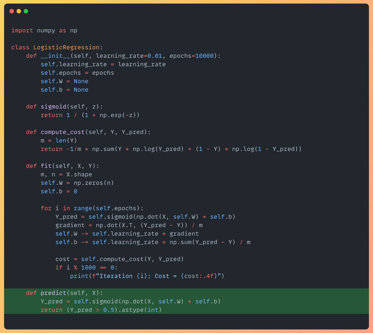 Logistic Regression Implemented from scratch in Python 🔥 Here is the ...