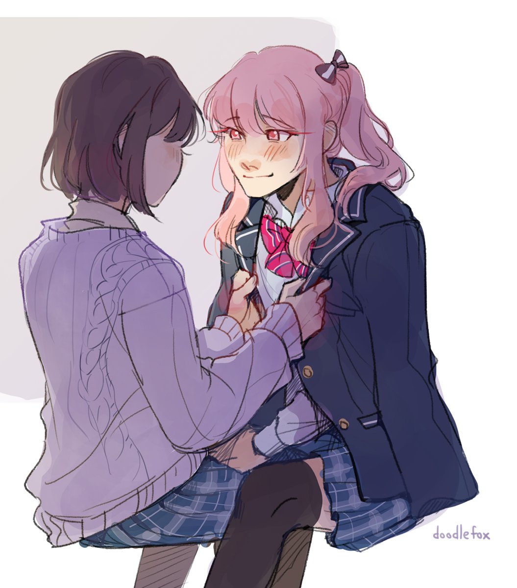 akiyama mizuki ,shinonome ena 1other hug from behind pink hair ...