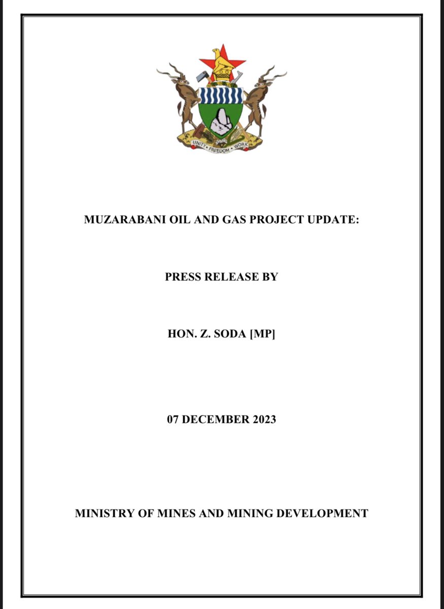 BREAKING: Invictus declares a gas discovery in Zim. “The Govt of Zim is ...