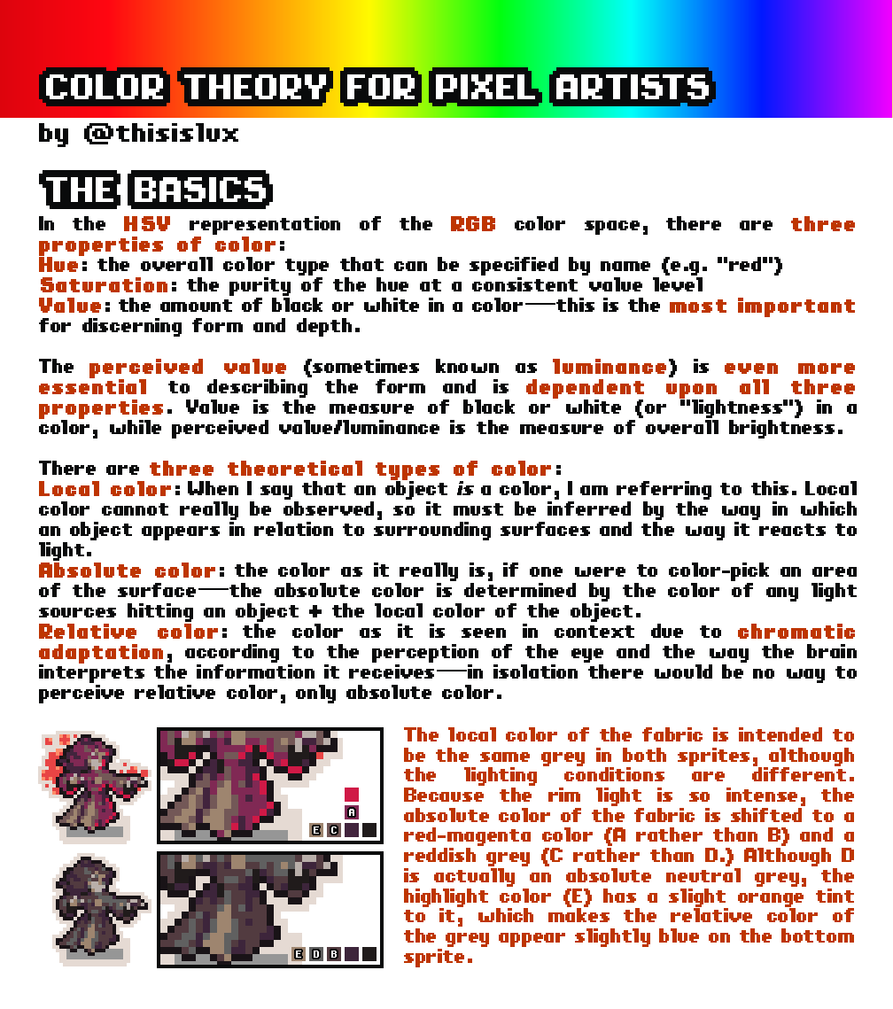 「Mini tutorial about color theory for pixel art 🎨🌈 」Luxの漫画