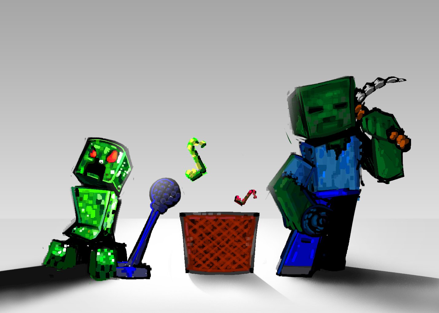 Creeper Contra Zombi Creeper Vs Zombies Okey, Manos En El Aire Todo
