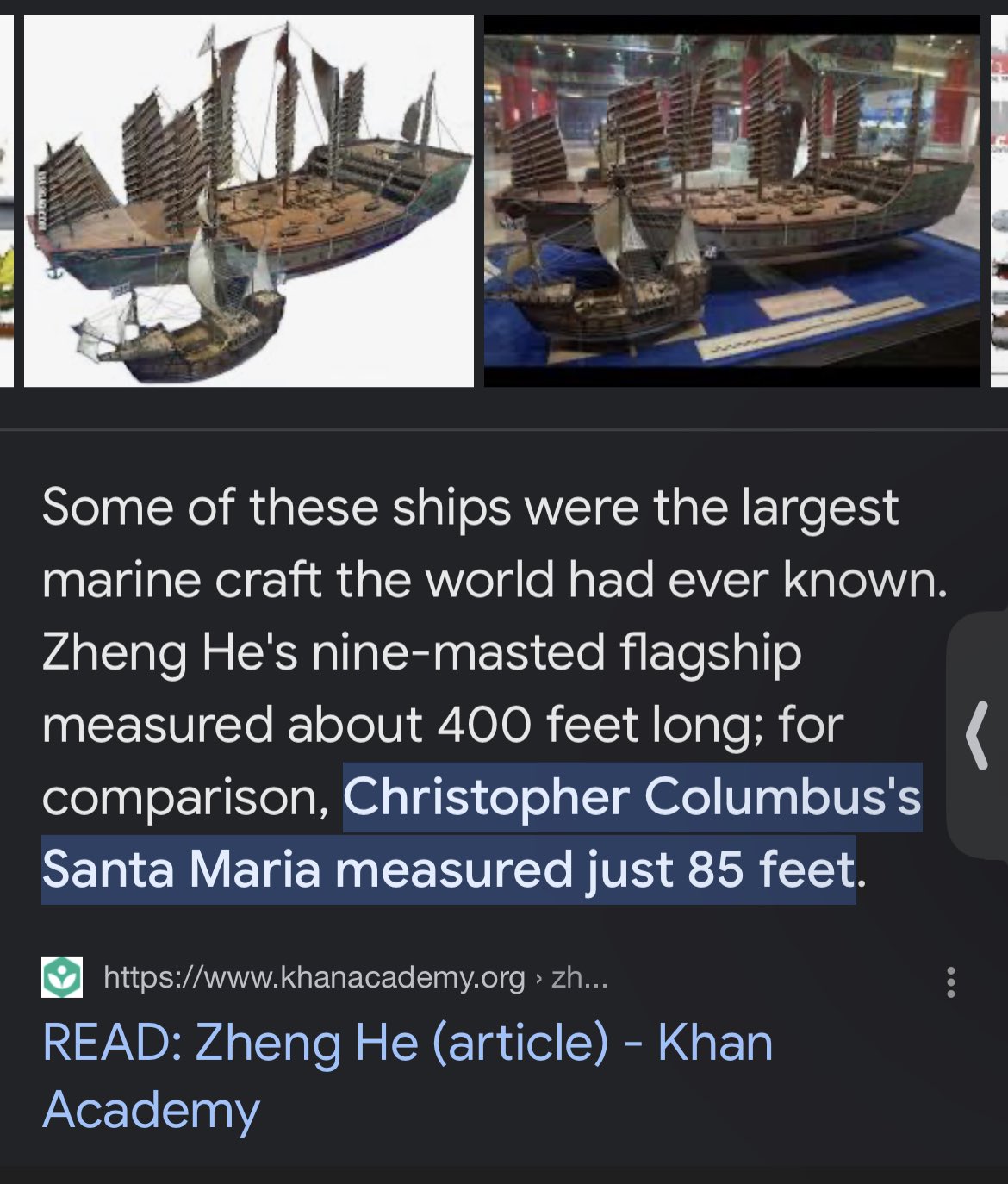 Zheng He Ship Comparison Zheng He's Enormous Treasure Ships | Amusing
