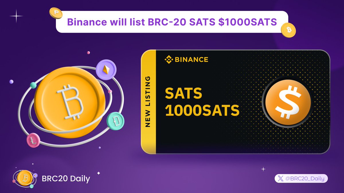 Binance Lists Brc 20 Sats At 1000sats Deposits Open For Trading 2023