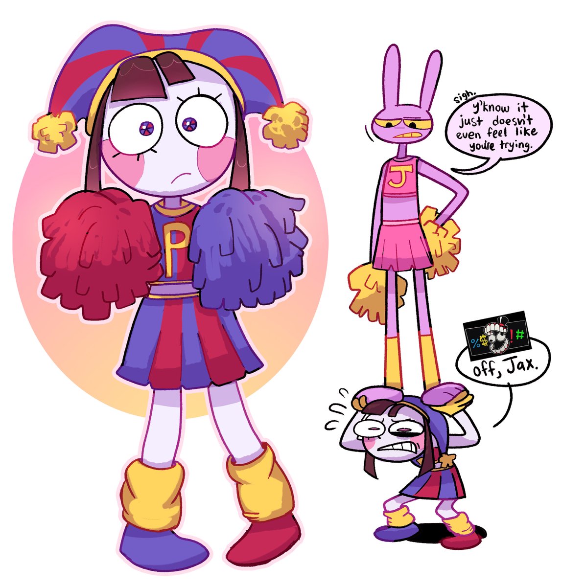 「pom poms for pomni ️💙💛 #TADC #tadcfanart #TheAmazingDigi」JELLYの漫画