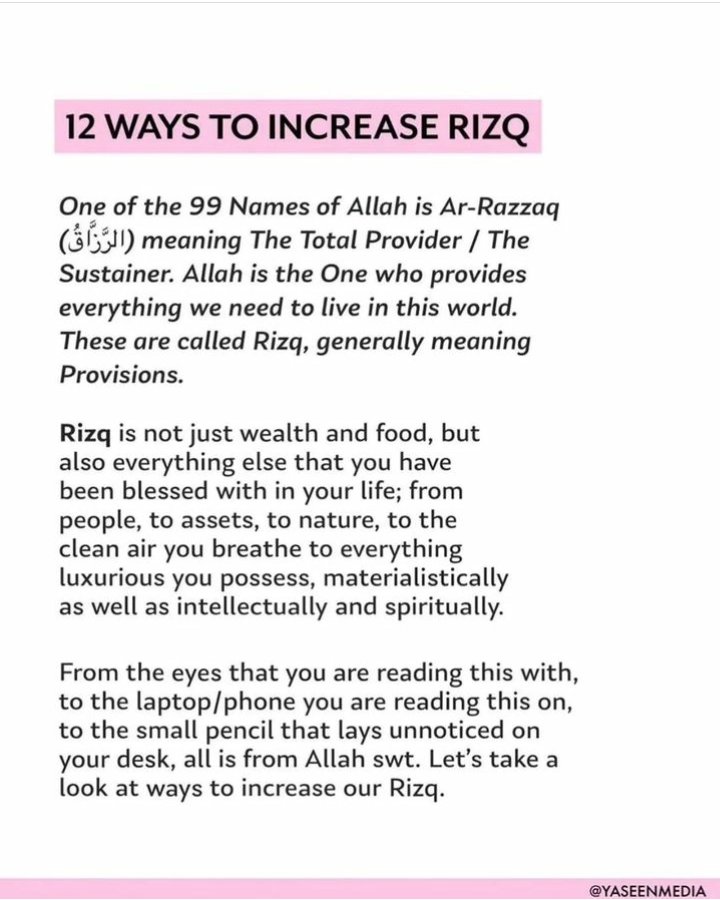 ⚪Twelve [12] Ways To Increase Rizq [Provisions].💫🌟 🌼 ⚪THREAD. - Thread ...