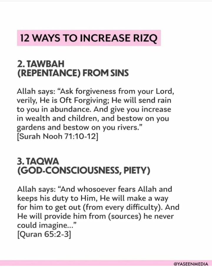 ⚪Twelve [12] Ways To Increase Rizq [Provisions].💫🌟 🌼 ⚪THREAD. - المسلسل ...