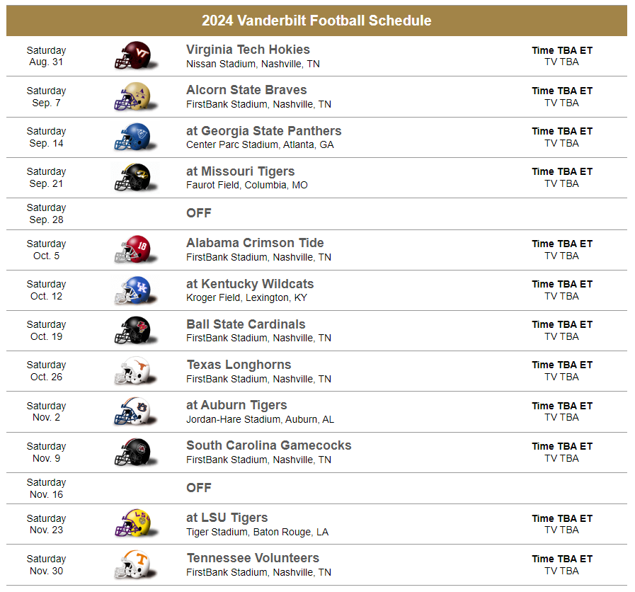 2024 Vanderbilt Football Schedule Season - Masha Shelagh 2024 Vanderbilt Football Schedule Season - Masha Shelagh