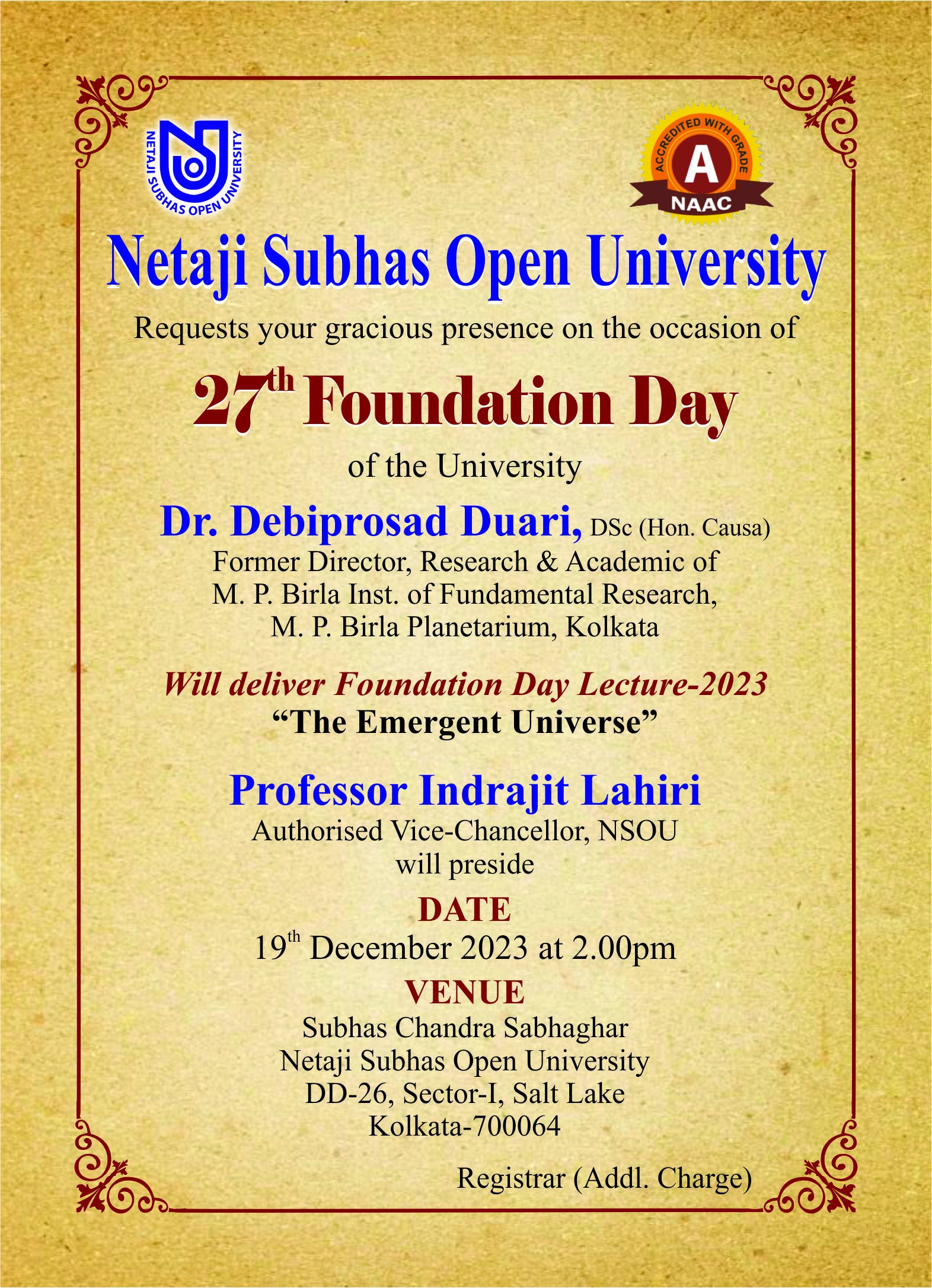 Netaji Open Logo Netaji Subhas Open University UG Admission