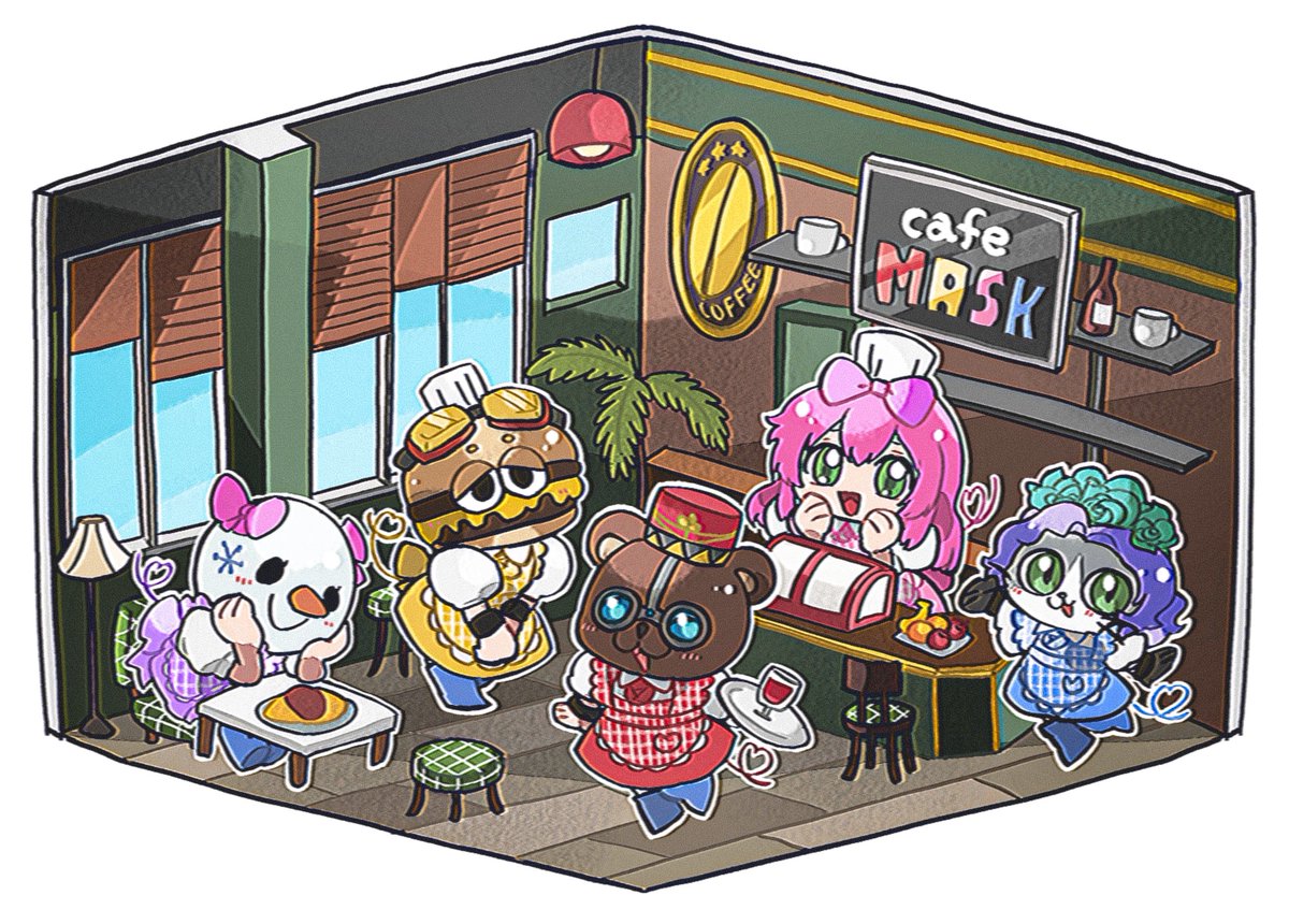 「cafe MASK #VCRGT絵 #Arisakaaa #SqLArt #k」|ゆ〜のイラスト