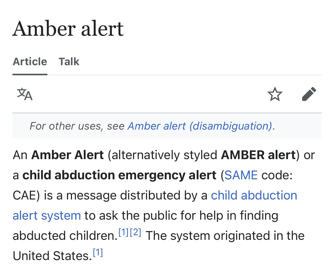 Child Abduction Emergency