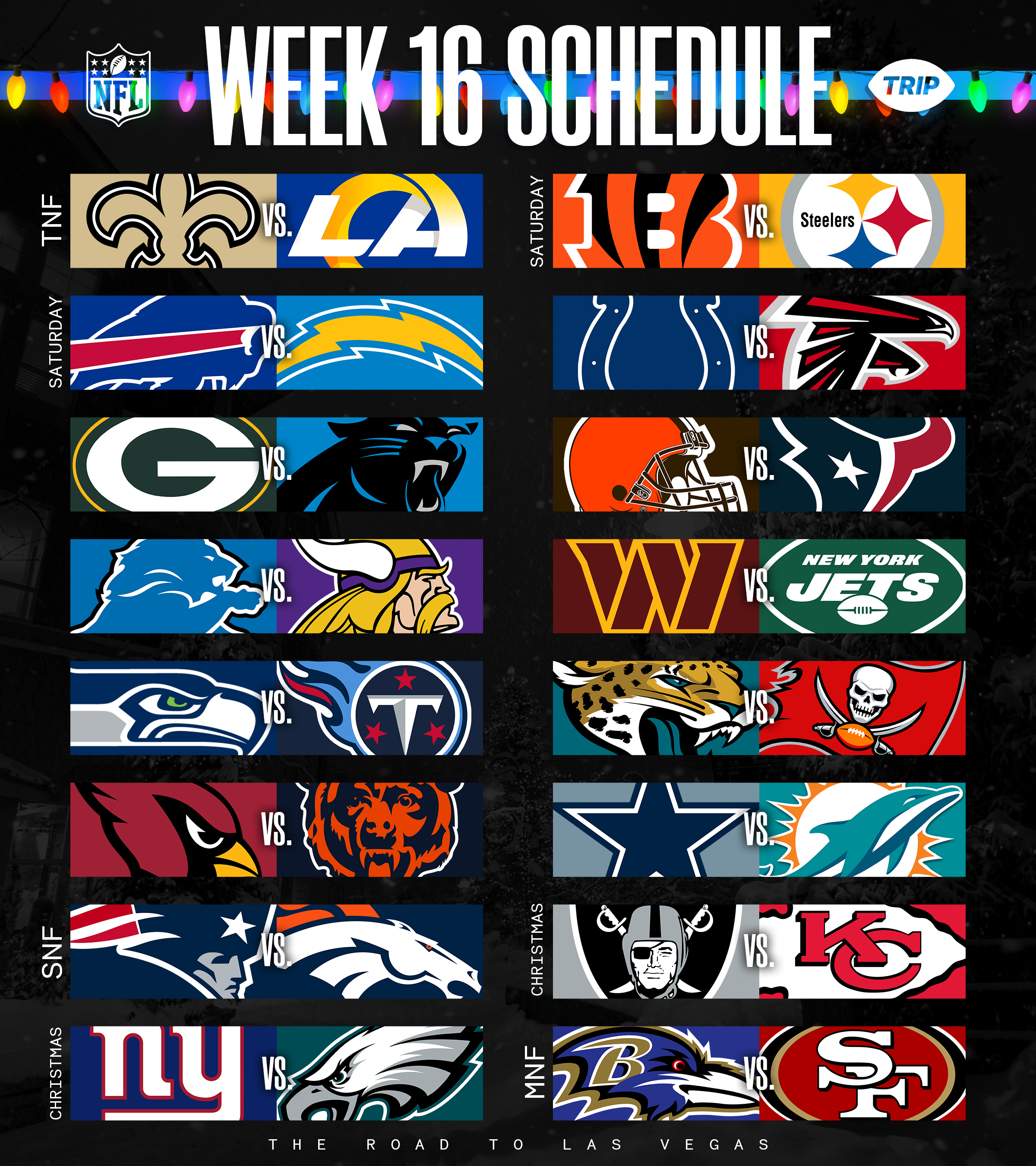 Trip on X NFL Week 16 Schedule Merry Christmas https t Yhwcd7rO83 X