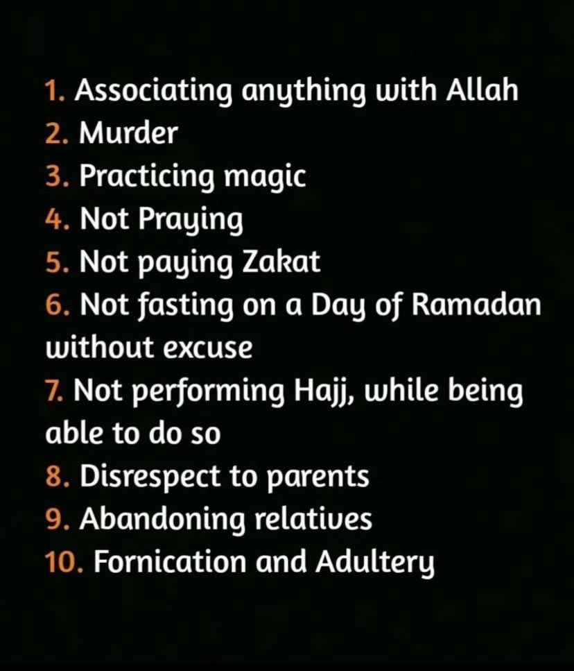 70 Major sins in Islam https://t.co/PJhtdPBNee - STRIVING MUSLIM | Rattibha